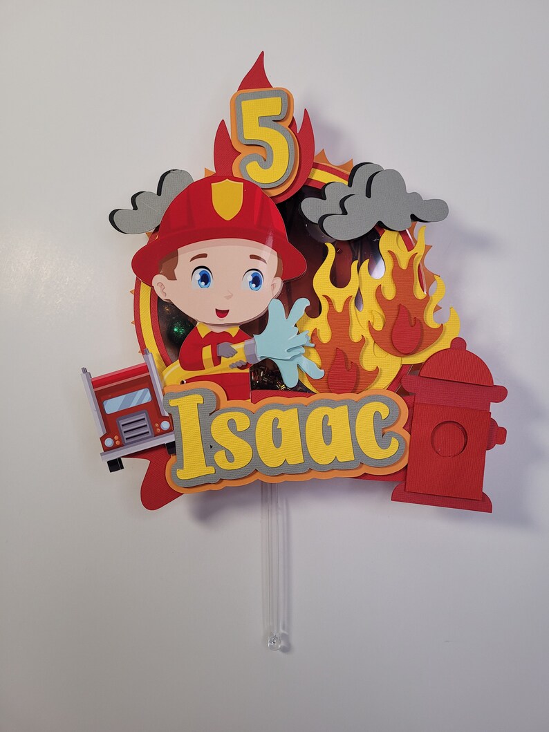 Firefighter Birthday Cake Topper Decoracion De Fiesta De - Etsy