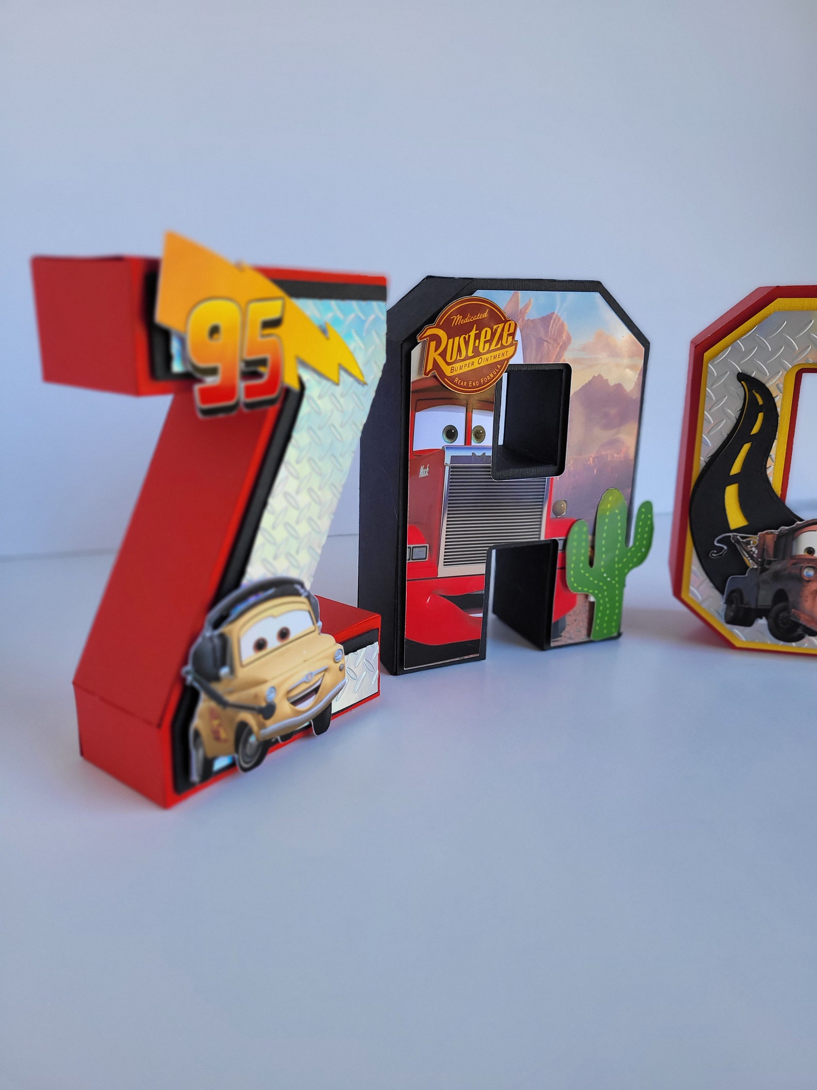 Cars on the Road 3D Number Lightning Mcqueen 3D Numbers 3D - Etsy