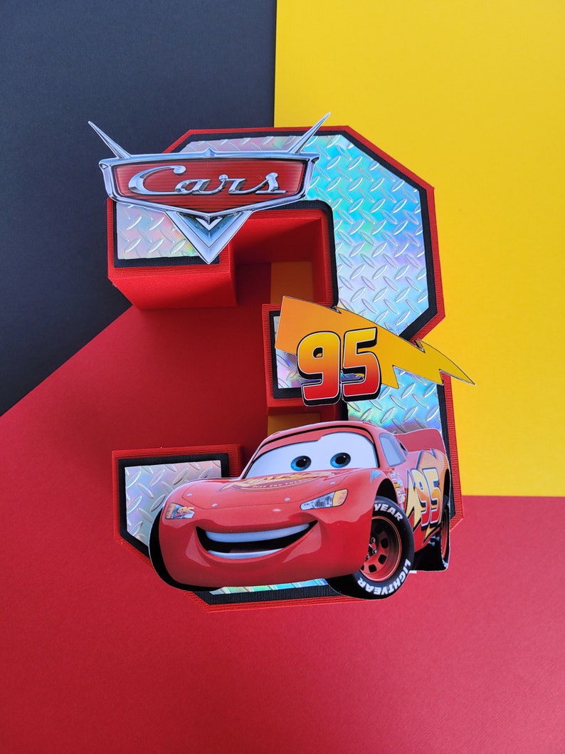 Cars on the Road 3D Number Lightning Mcqueen 3D Numbers 3D - Etsy