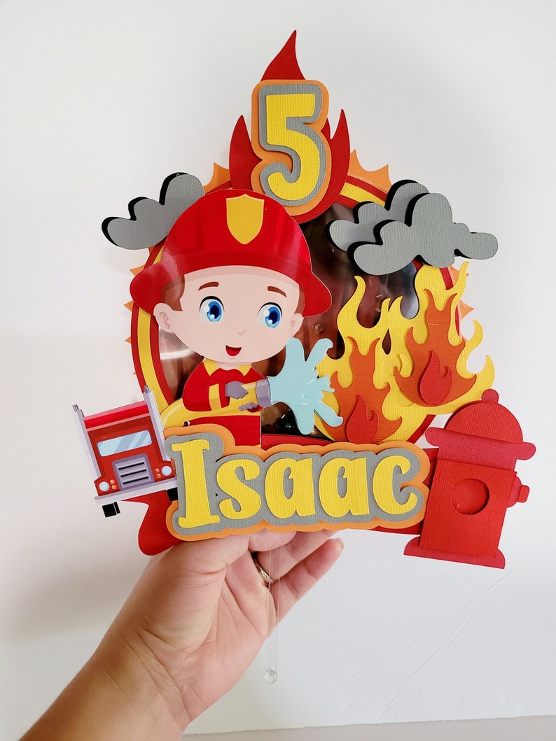 Firefighter Birthday Cake Topper Decoracion De Fiesta De - Etsy