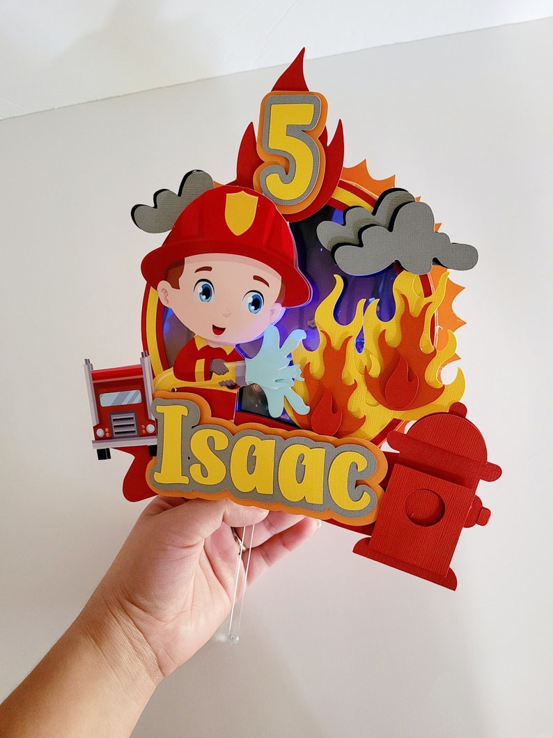 Firefighter Birthday Cake Topper Decoracion De Fiesta De - Etsy