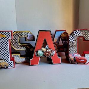 3D Letters Disney Cars, Cars 3D Letters, Lighting Mcqueen Decorations ...