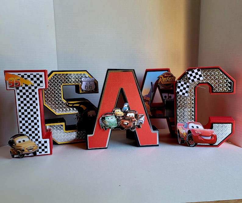 3D Letters Disney Cars, Cars 3D Letters, Lighting Mcqueen Decorations ...