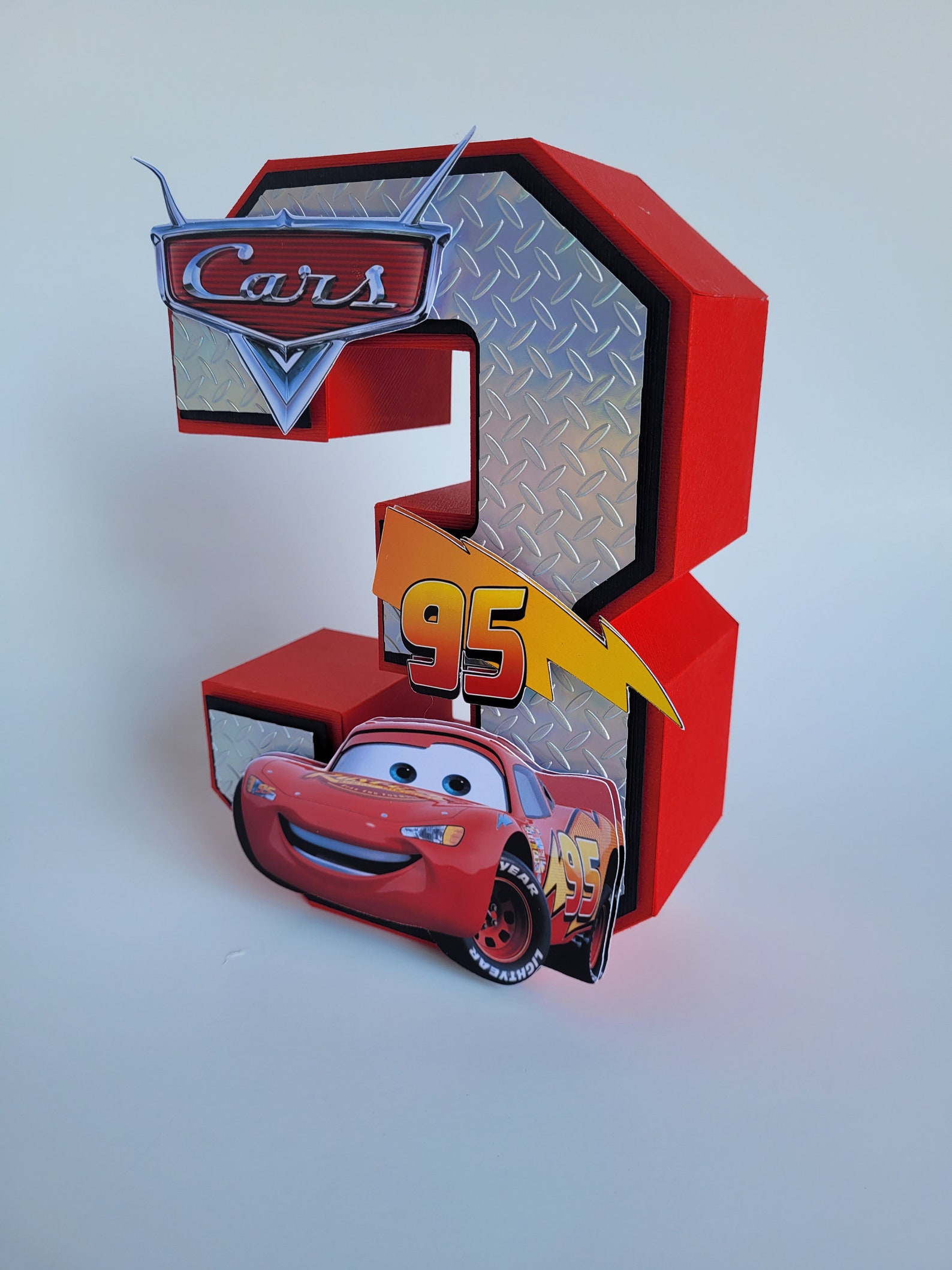 Cars on the Road 3D Number Lightning Mcqueen 3D Numbers 3D - Etsy
