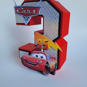 Cars on the Road 3D Number, Lightning Mcqueen 3D Numbers, 3D Car ...