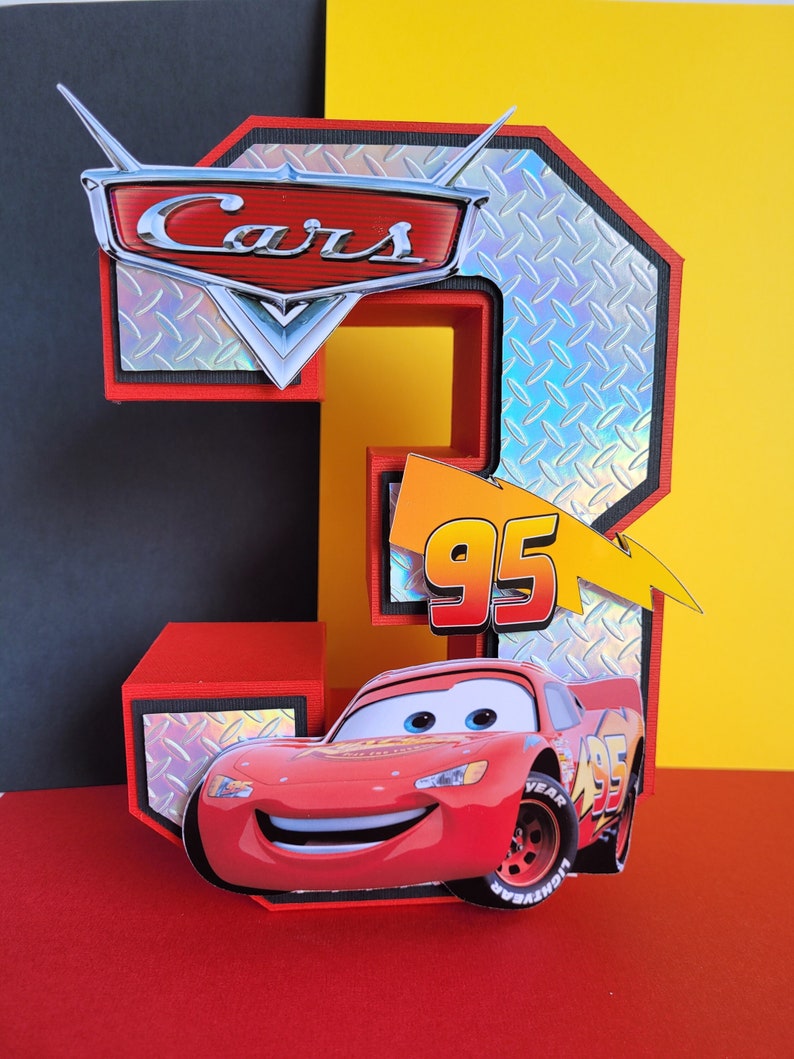 Cars on the Road 3D Number Lightning Mcqueen 3D Numbers 3D - Etsy