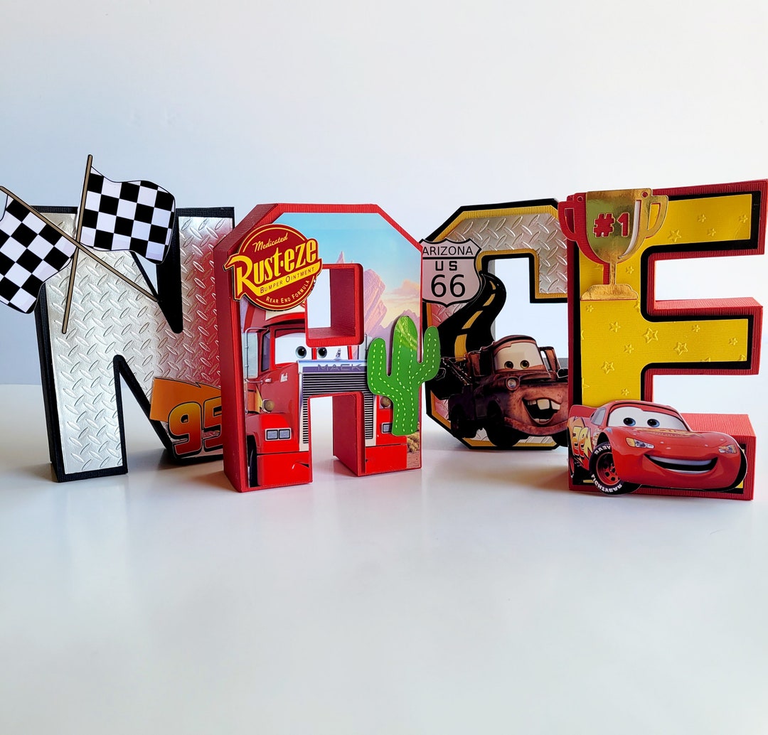 3D Letters Disney Cars, Cars 3D Letters, Lighting Mcqueen Decorations ...