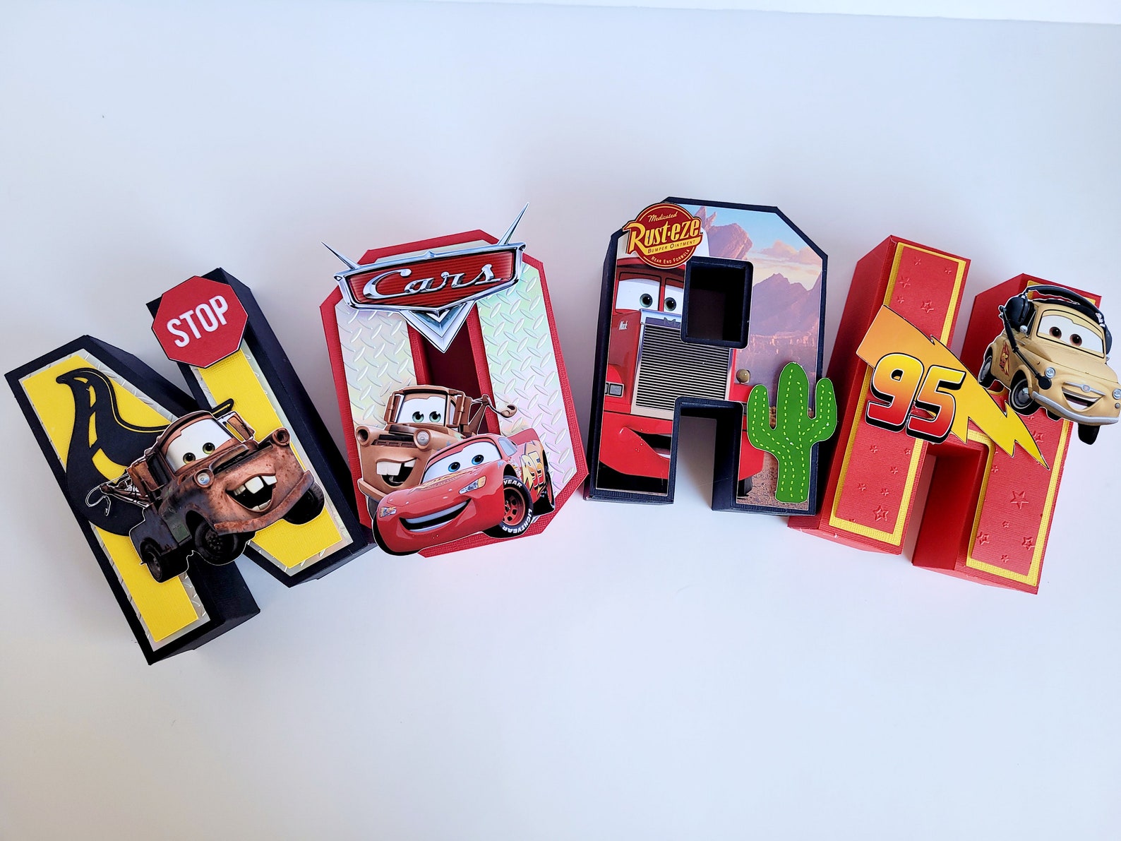 Cars on the Road 3D Number Lightning Mcqueen 3D Numbers 3D - Etsy