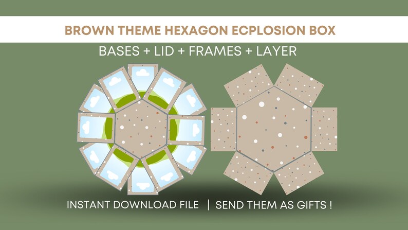 Hexagon Explosion Box, Printable Explosion Box Template, Cut File, Gift ...