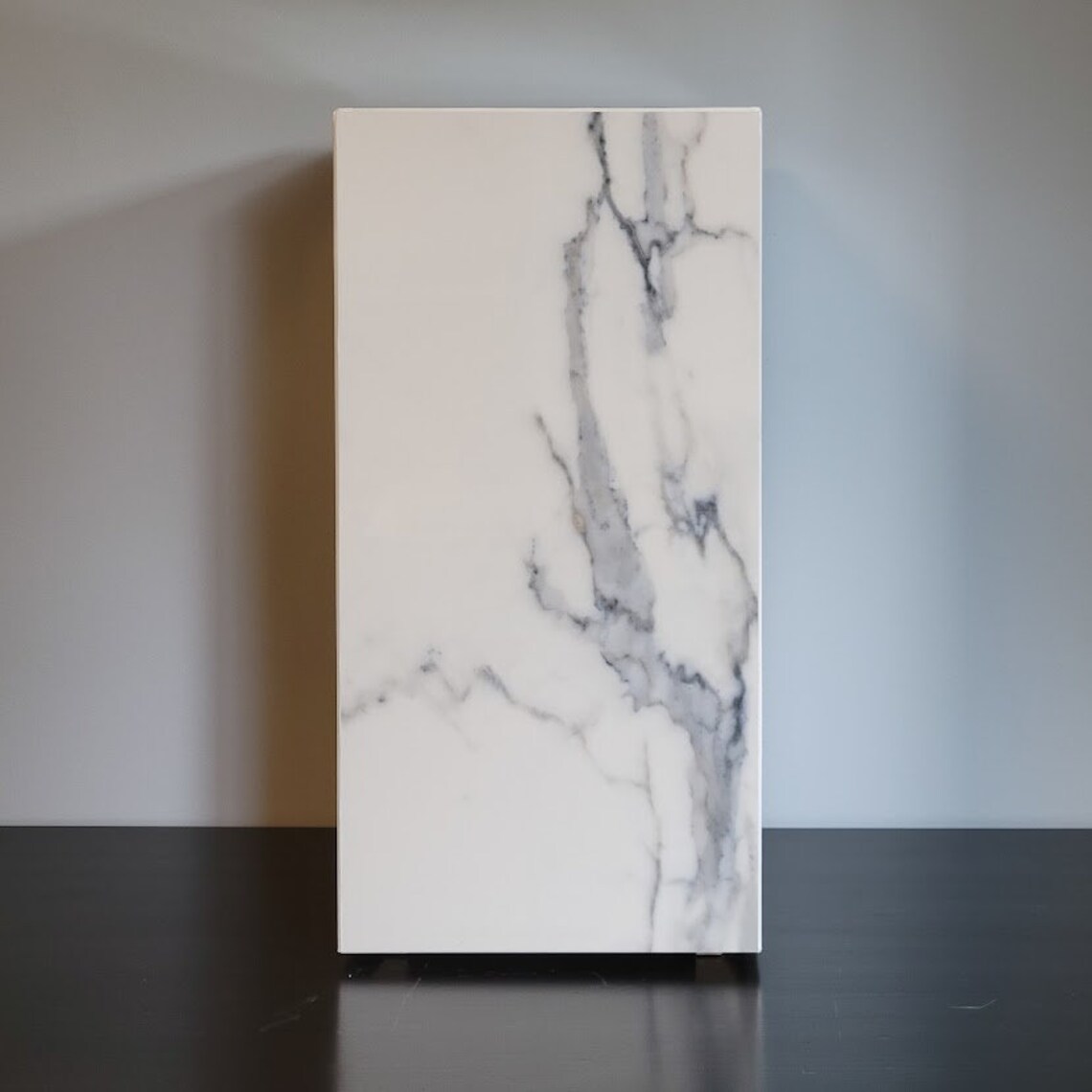 24 Tall Carrara Azul Polished Porcelain Faux Marble Pedestal Plinth End ...