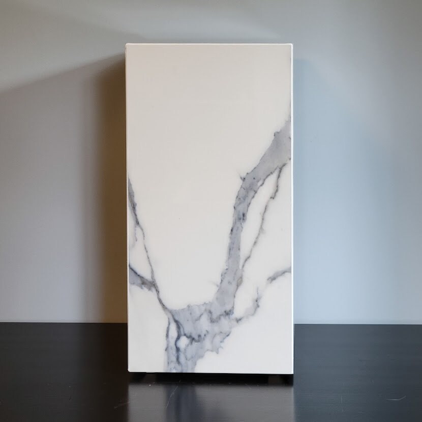 24 Tall Carrara Azul Polished Porcelain Faux Marble Pedestal Plinth End ...