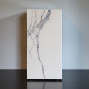 24" Tall Carrara Azul Polished Porcelain Faux Marble Pedestal Plinth ...