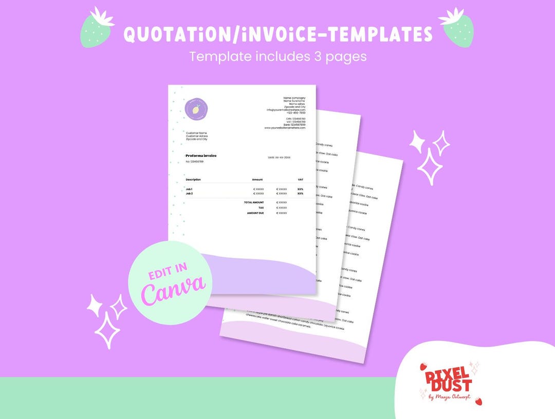 Quotation and Invoice Template | Funky Fruity Canva Template for ...