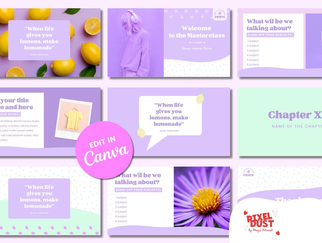 Funky Fruity Presentation Template: Customizable Canva Slides (digital ...