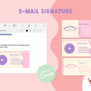 Blush & Bloom Email Signature Canva Template | Pastel Editable Email ...