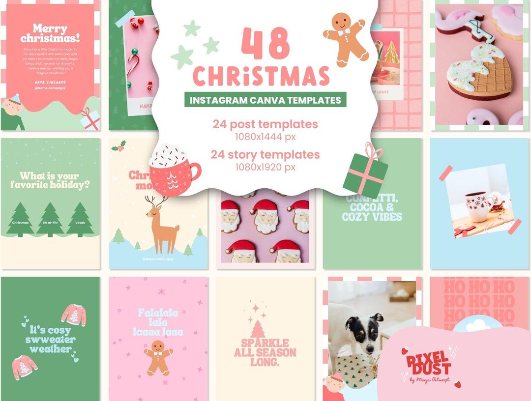 Christmas Canva Instagram Templates | Festive Social Media Graphics for ...