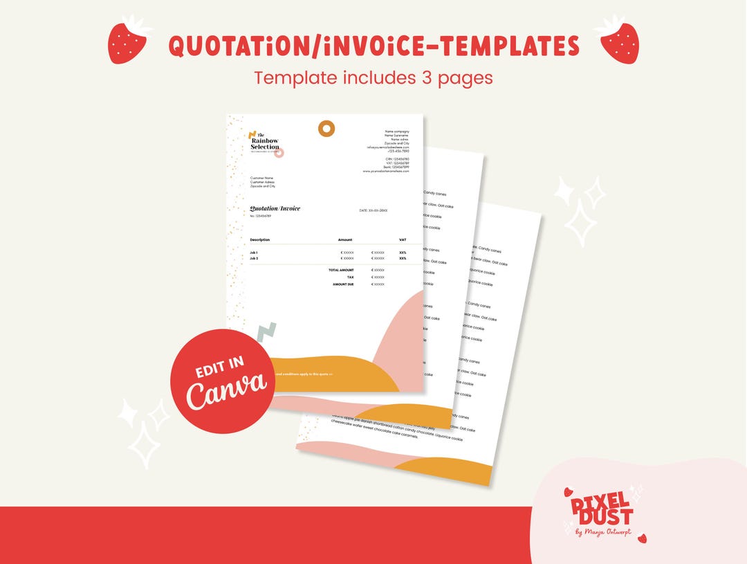 Quotation Canva Template | Quotation Template | Colorful Small Business | Pastel Quotation and ...