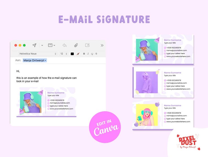 Template for Email Signatures Canva | Pastel-colored Colorful Branding ...