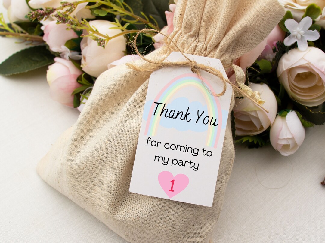 Rainbow 1st Birthday Thank You Tag Templates, Rainbow Party Favor, 1st ...