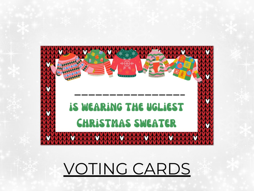 Ugly Christmas Sweater Voting Cards Printable , Ugly Christmas Sweater ...