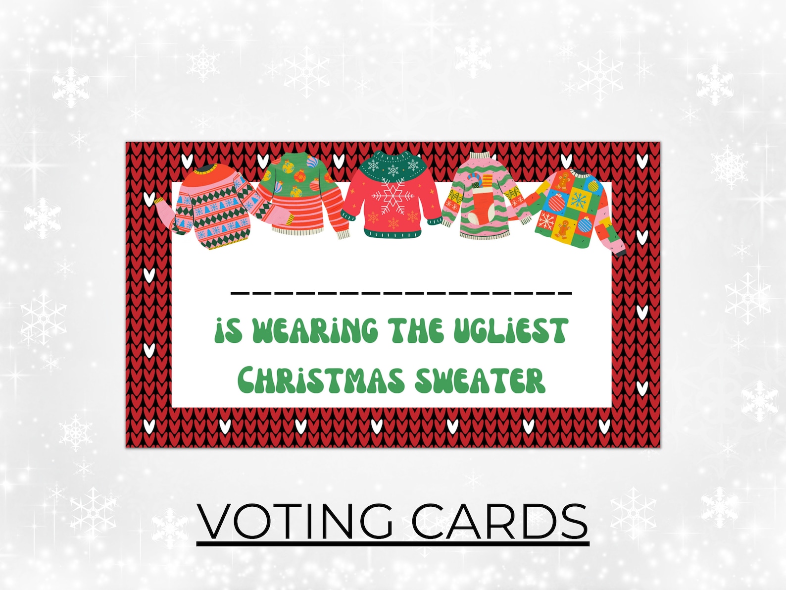 Ugly Christmas Sweater Voting Cards Printable , Ugly Christmas Sweater ...