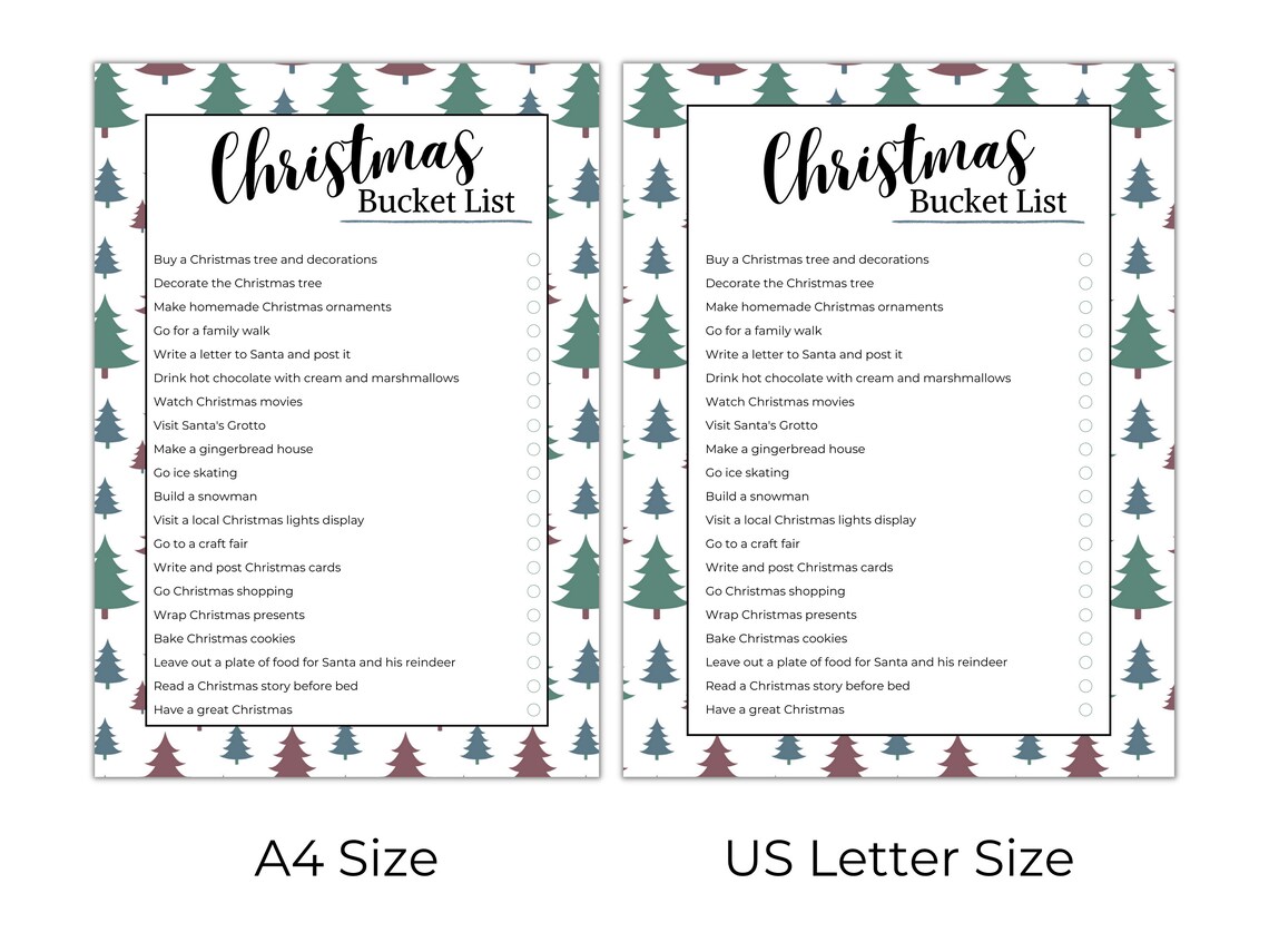Editable Christmas Bucket List, Printable Winter Bucket List, Christmas ...