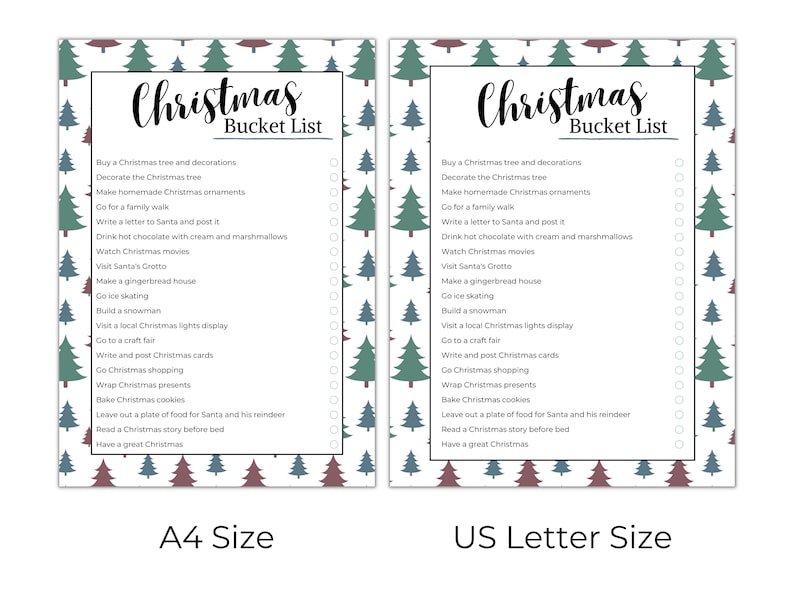 Editable Christmas Bucket List, Printable Winter Bucket List, Christmas ...