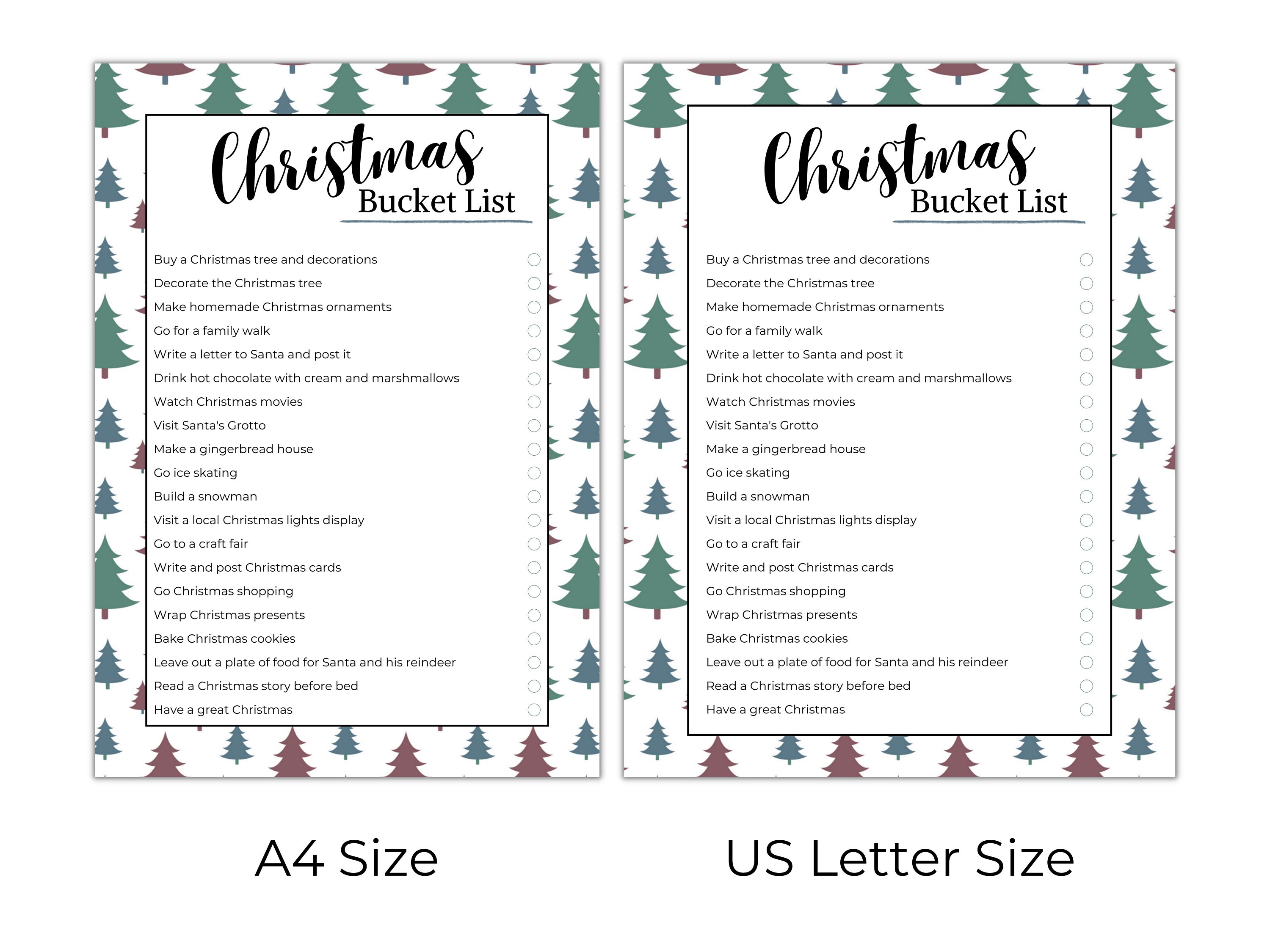 Editable Christmas Bucket List, Printable Winter Bucket List, Christmas ...