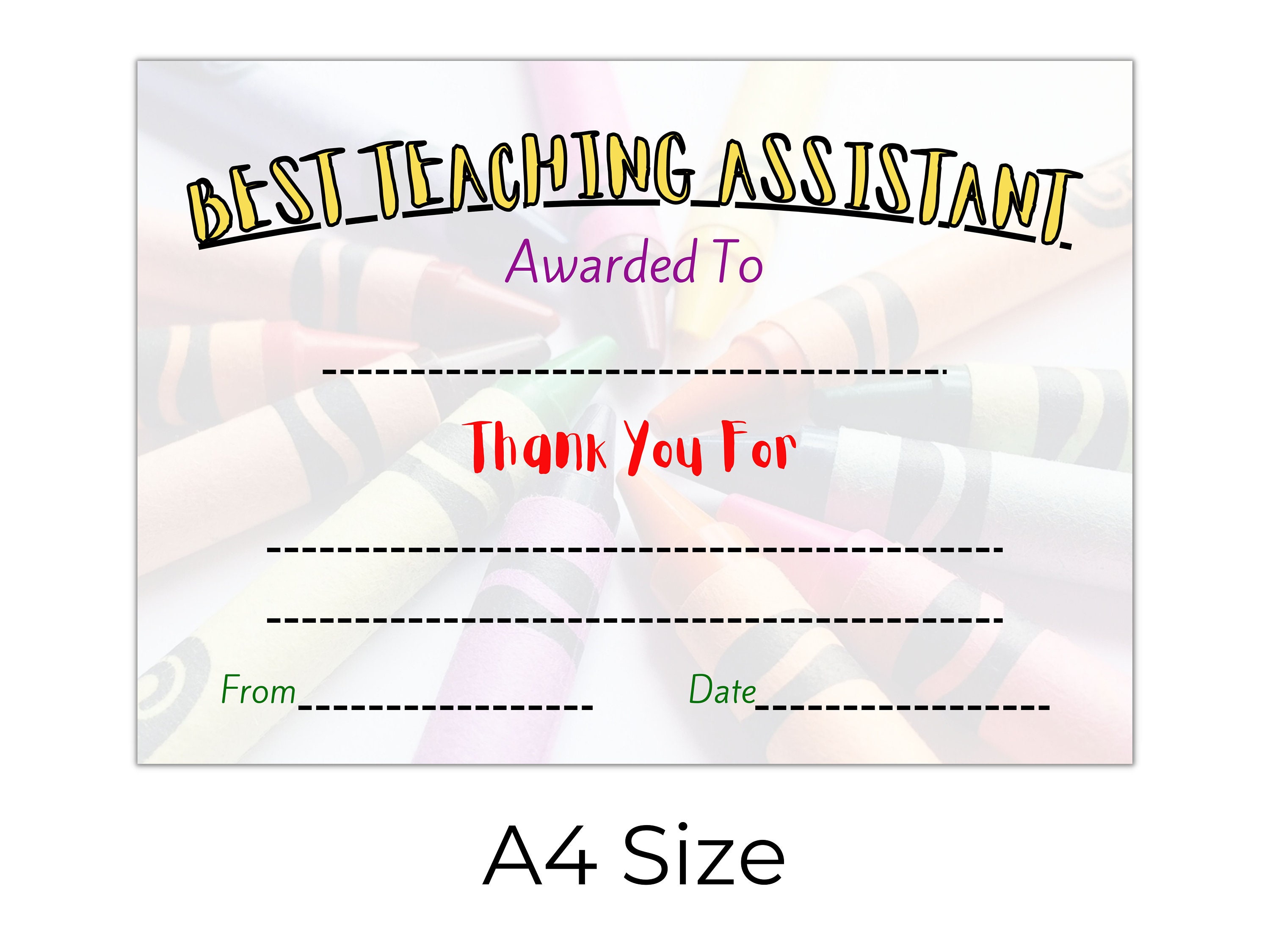 Best Teaching Assistant Certificate, Printable Award Certificate ...