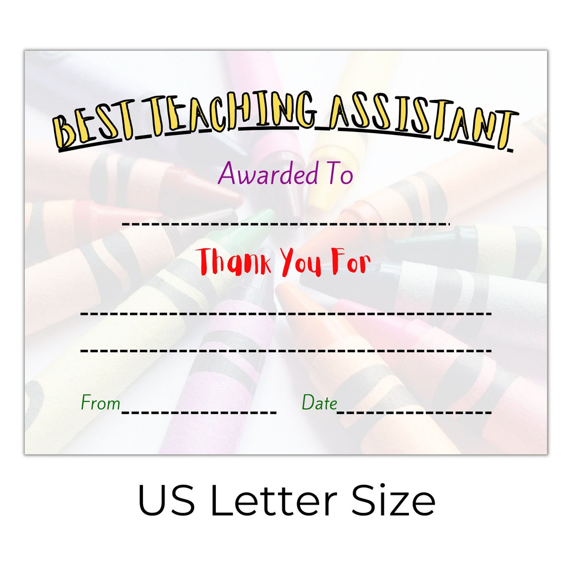 Best Teaching Assistant Certificate, Printable Award Certificate ...