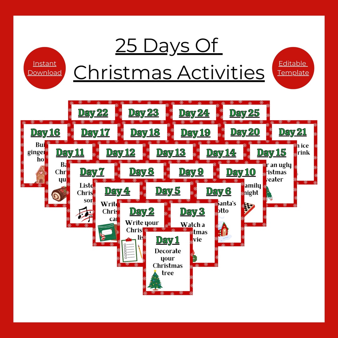 Editable Christmas Activity Cards, Advent Activity Cards Printable ...