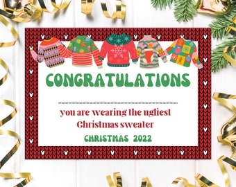 Free Certificate Ugly Sweater Print - Etsy