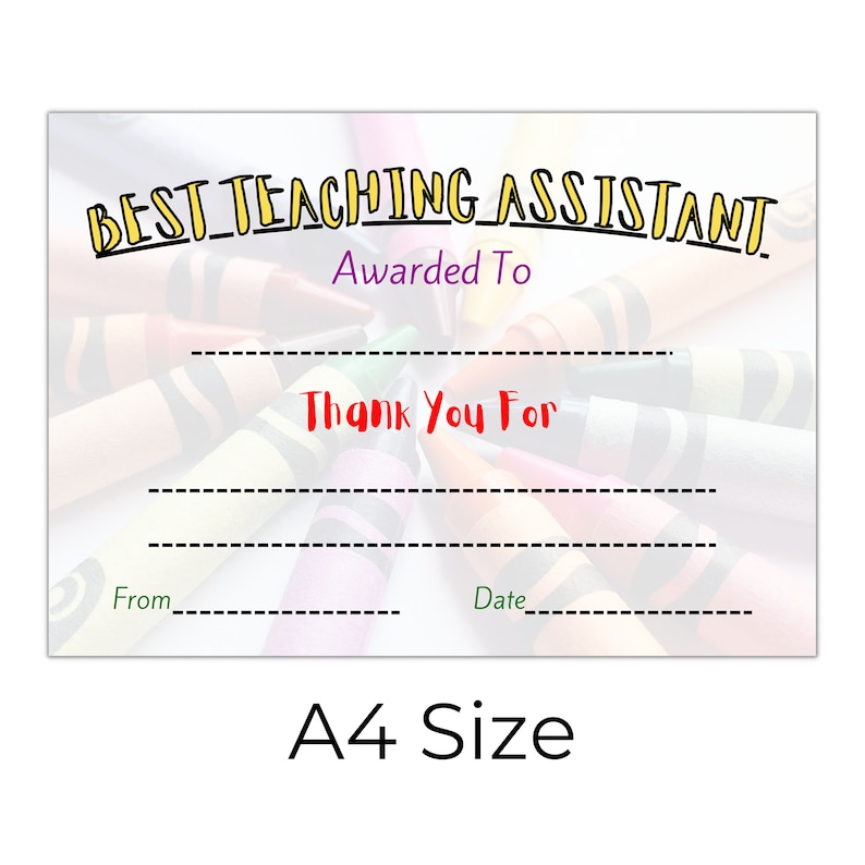 Best Teaching Assistant Certificate, Printable Award Certificate ...