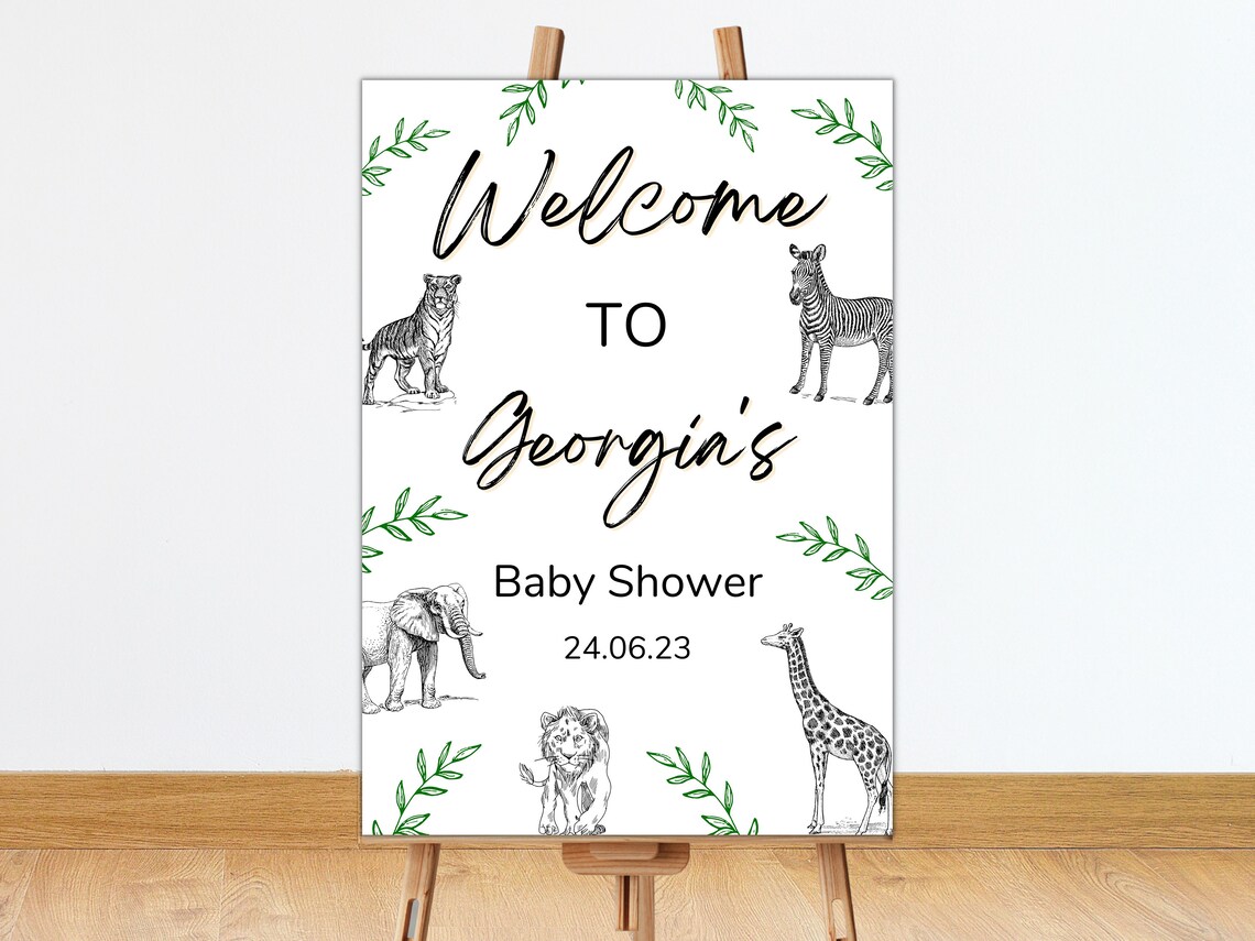 Safari Baby Shower Welcome Sign Template, Safari Theme Welcome to Baby ...