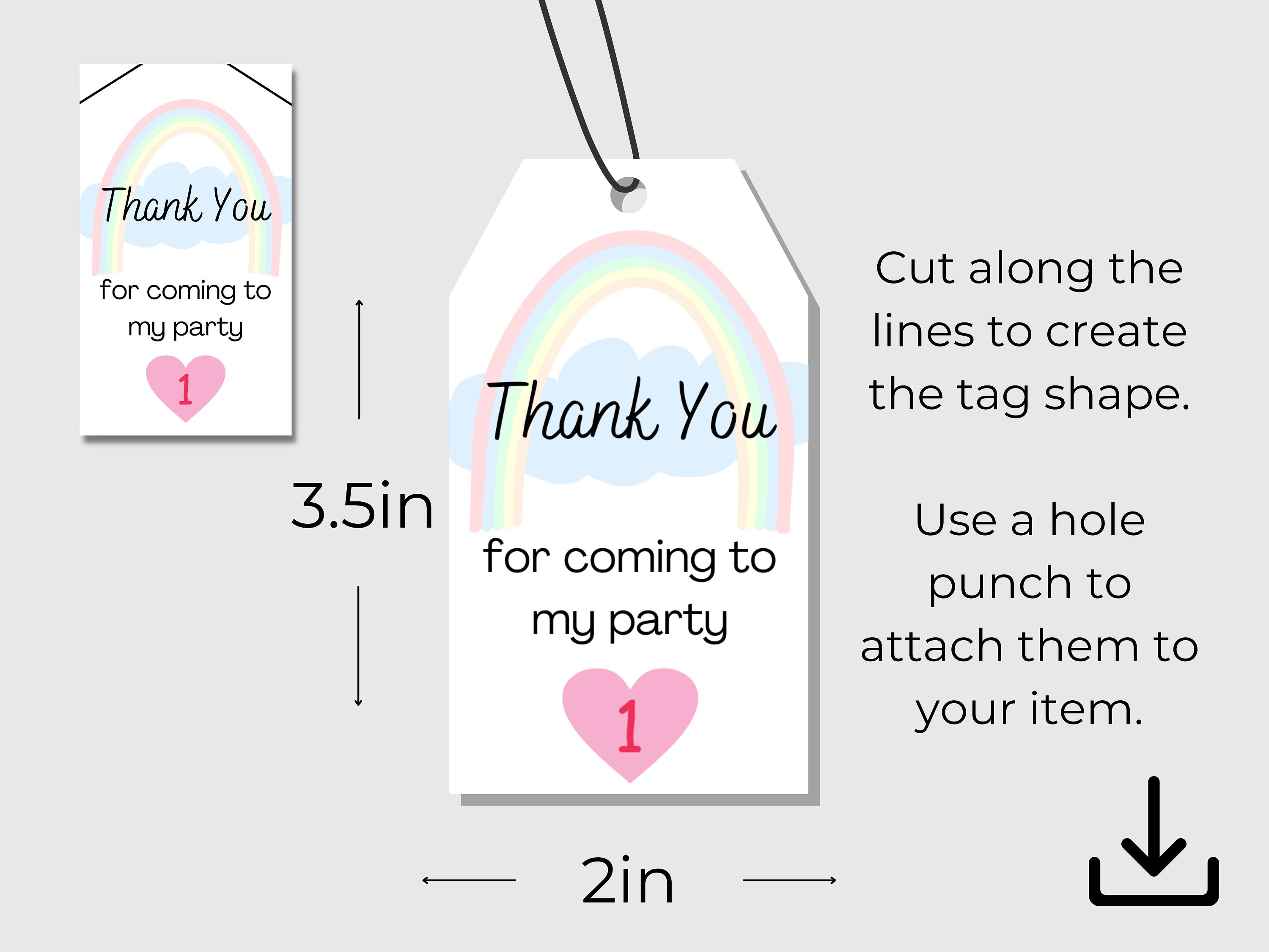 Rainbow 1st Birthday Thank You Tag Templates, Rainbow Party Favor, 1st ...