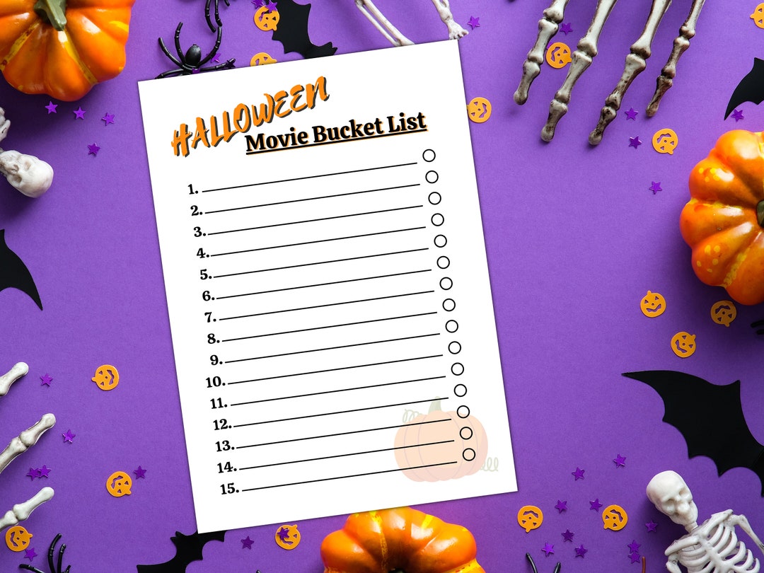 Halloween Movie Bucket List, Halloween Family Movie Night Printable ...