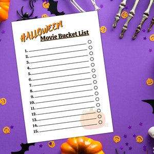 Halloween Movie Bucket List, Halloween Family Movie Night Printable ...
