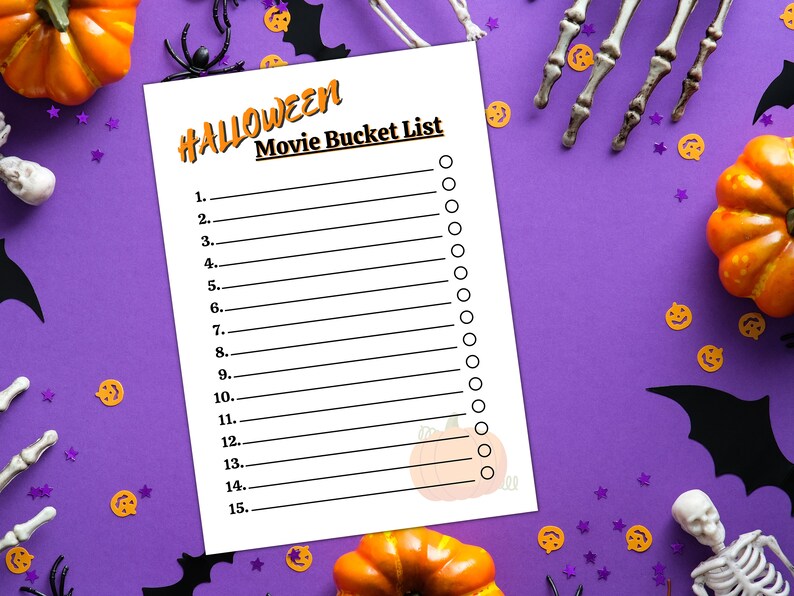 Halloween Movie Bucket List, Halloween Family Movie Night Printable ...