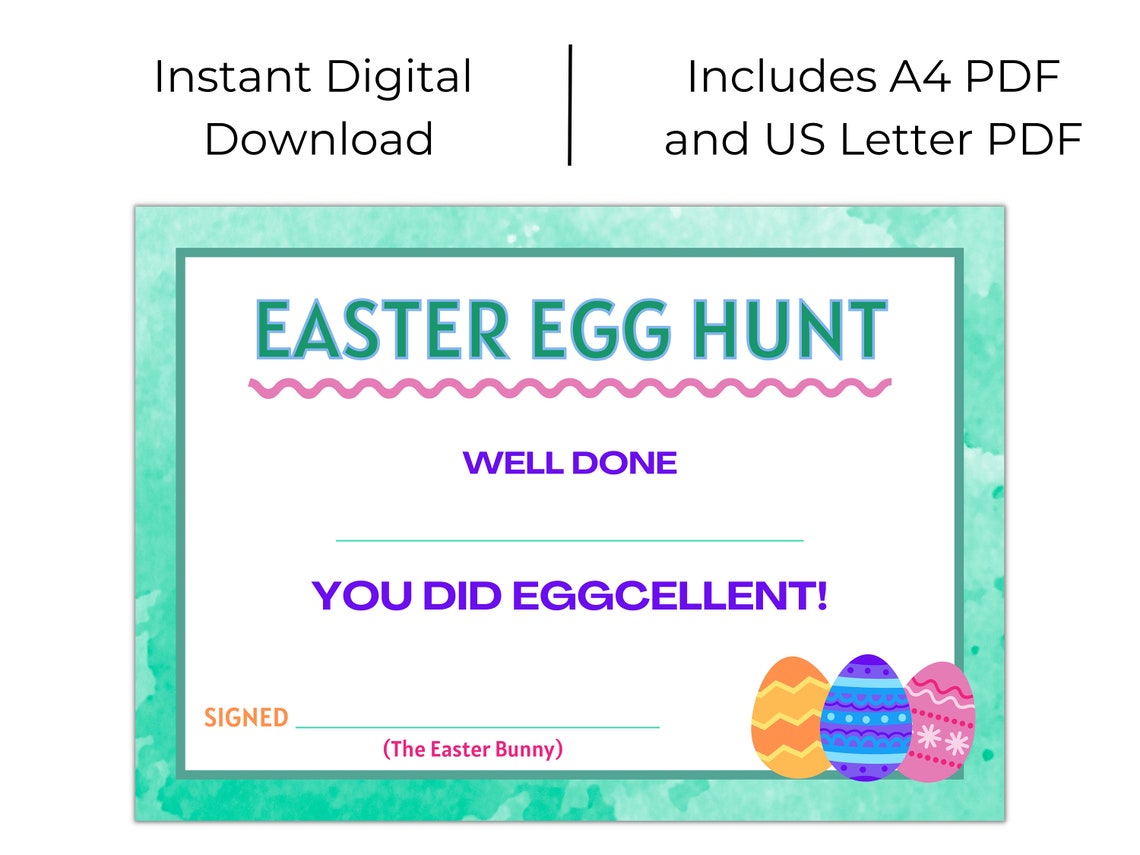 Easter Egg Hunt Certificate Easter Scavenger Hunt Certificate