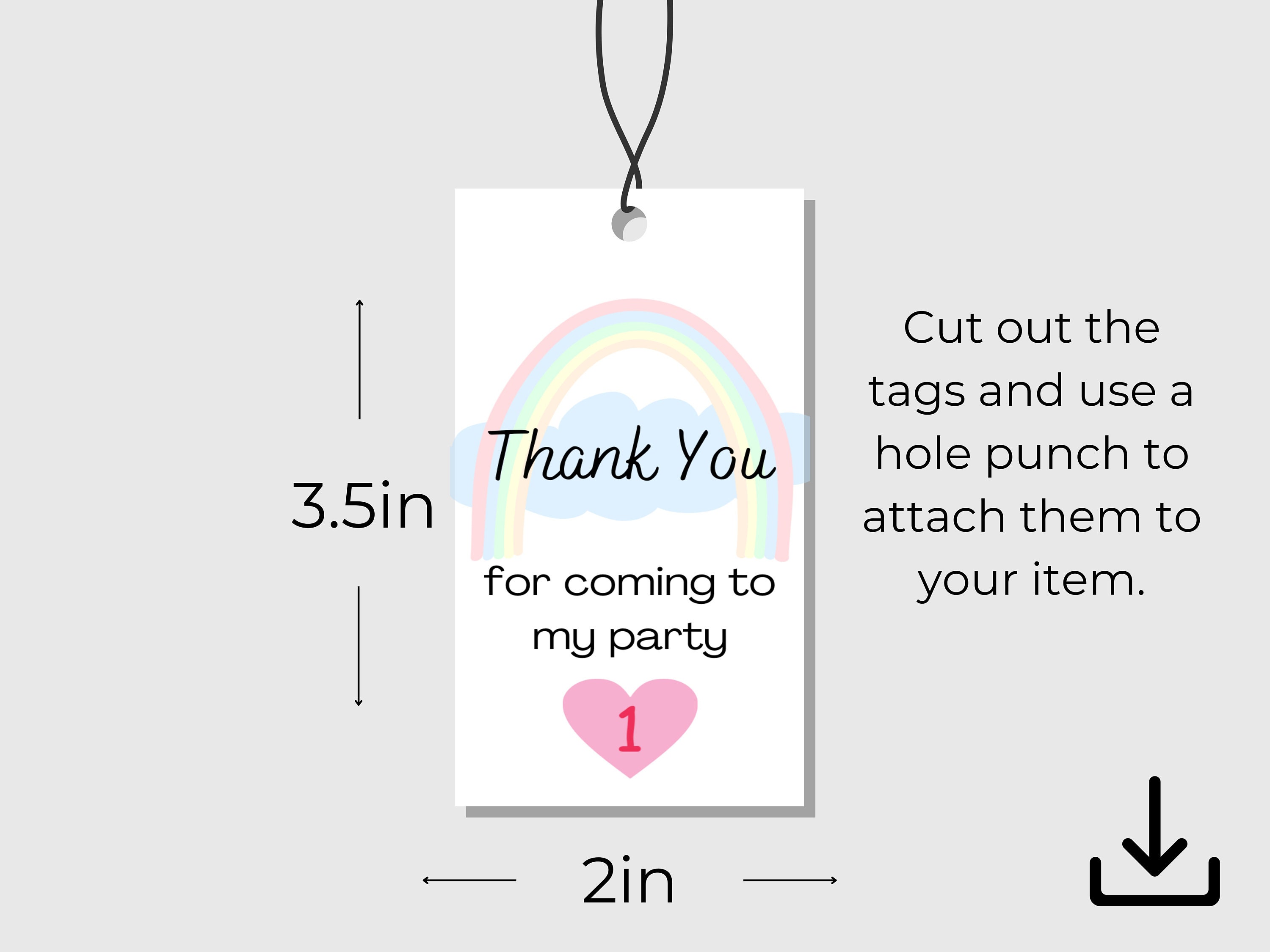 Rainbow 1st Birthday Thank You Tag Templates, Rainbow Party Favor, 1st ...
