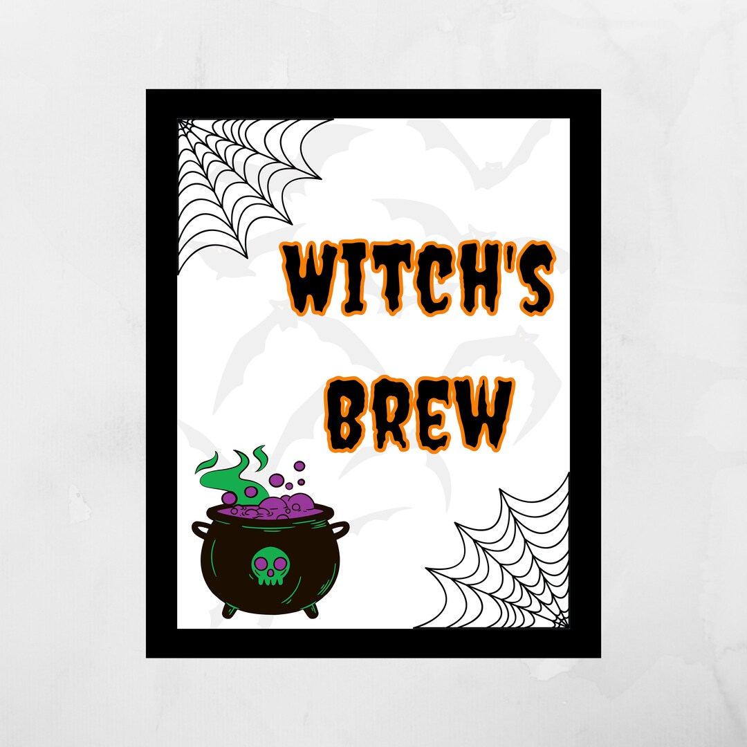 Halloween Party Witch's Brew Table Sign Template, Halloween Party Sign ...