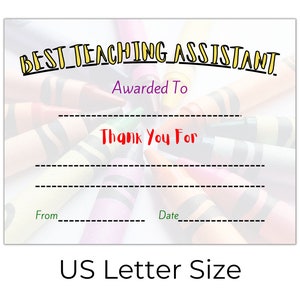 Best Teaching Assistant Certificate, Printable Award Certificate ...