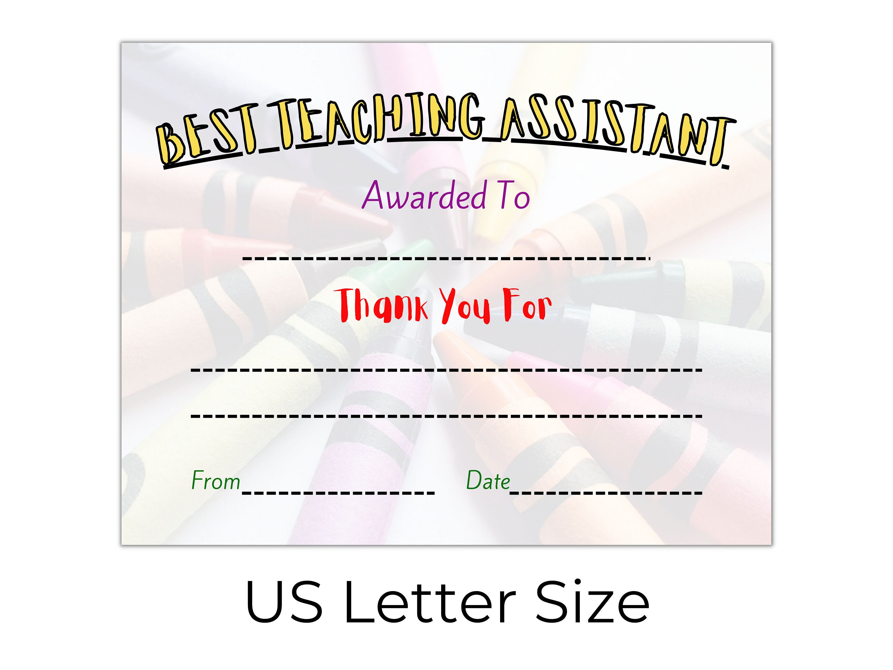 Best Teaching Assistant Certificate, Printable Award Certificate ...