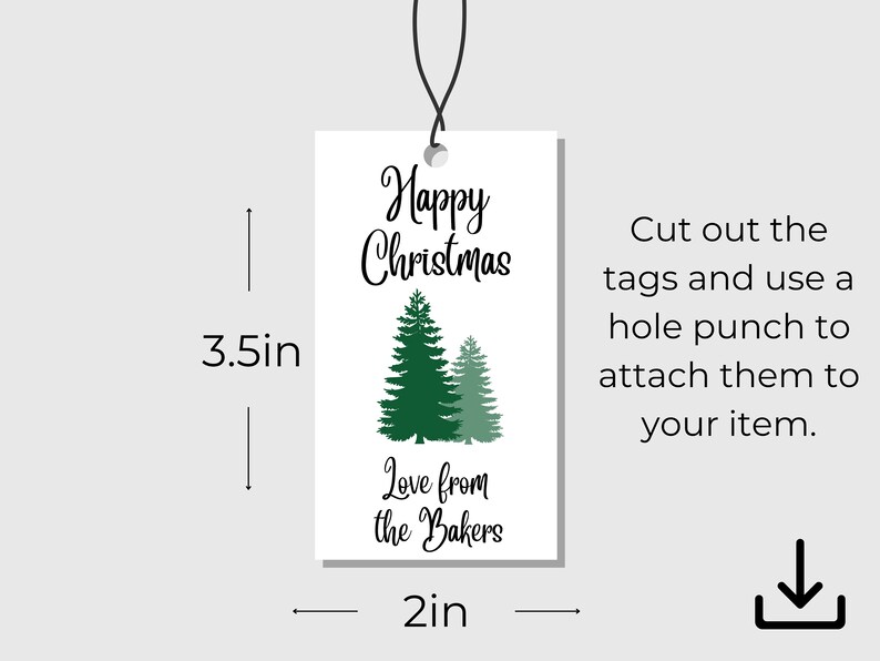 Christmas Tree Gift Tag Template, Printable Christmas Gift Tag, Holiday ...