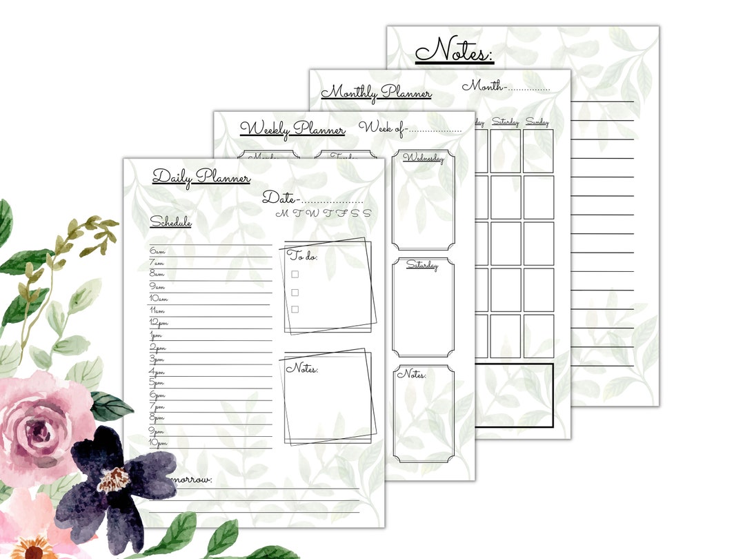Botanical Planner Bundle Undated Planner Bundle Printable - Etsy