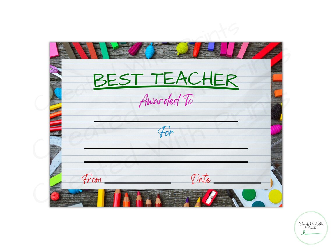 Best Teacher Certificate Printable Award Certificate Daycare - Etsy