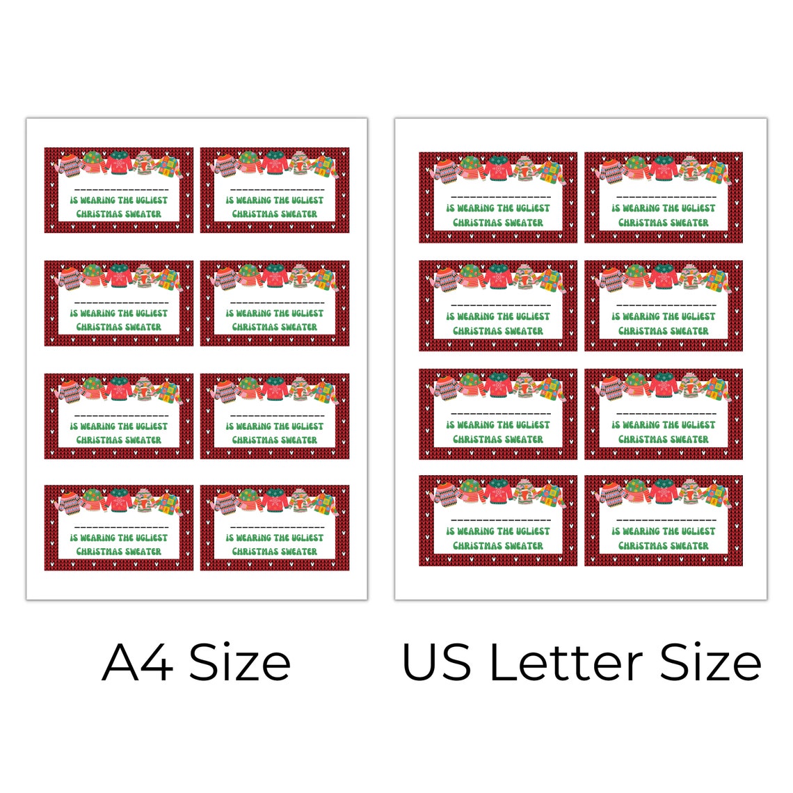 Ugly Christmas Sweater Voting Cards Printable , Ugly Christmas Sweater ...