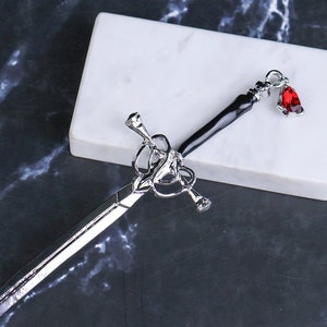 Sword Hairpin, Anime Sword Hairpin, Ruby Pendant Sword Hairpin, Sword ...