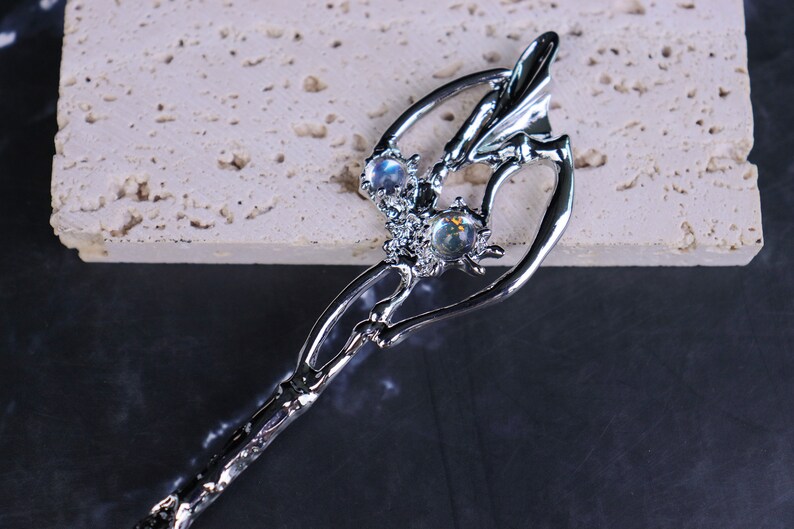 Handmade REVERSIBLE Retro Scepter Inlaid With Moonlight Stone - Etsy