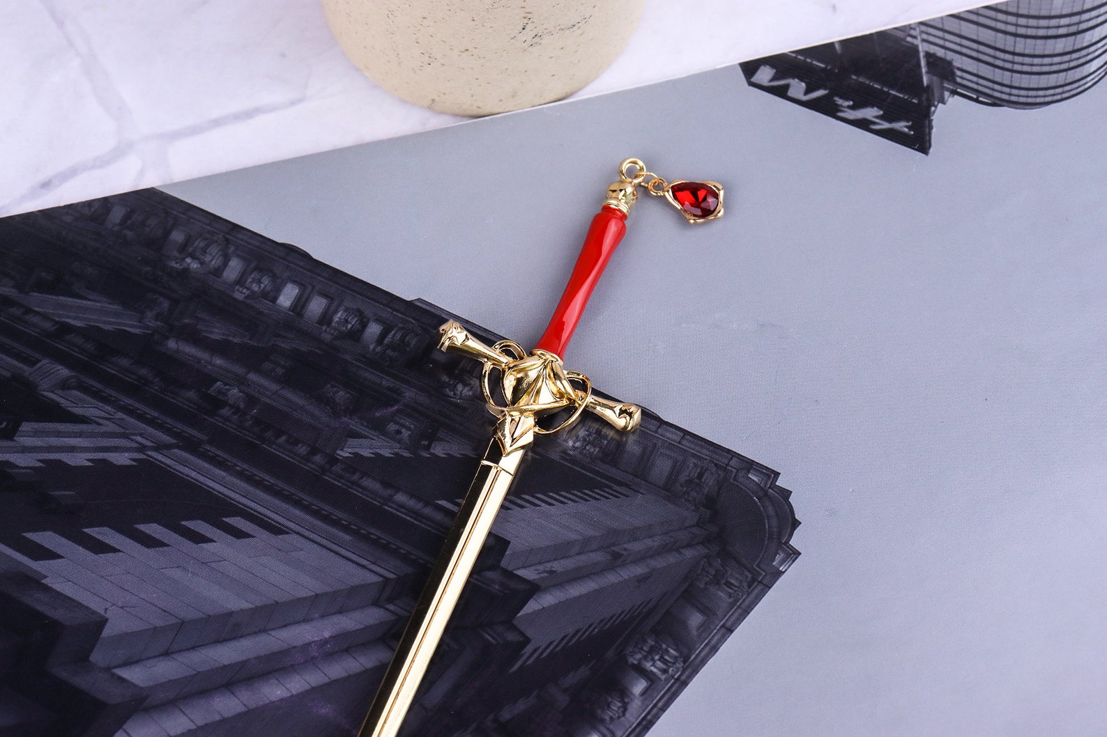 Ruby Warrior Sword Hair Stick Sword Hair Pin Gothic Hair - Etsy